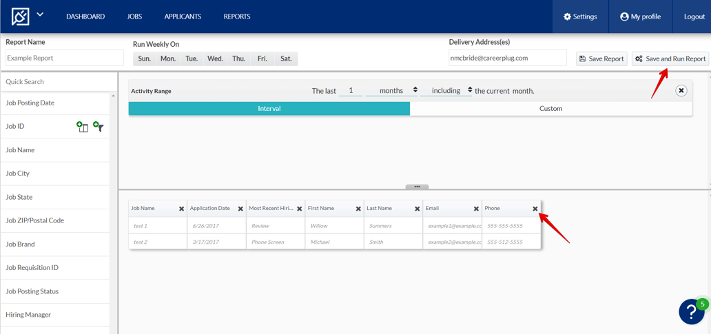 Configuring and running custom Excel reports